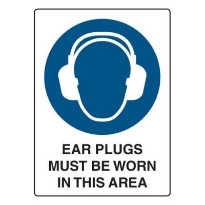 No Earplugs Or Headphones To Be Worn In This Area | Safety Signs Direct