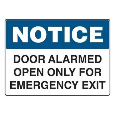 Door Alarmed Open Only For Emergency Exit | Safety Signs Direct
